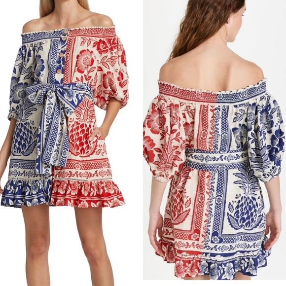 FARM Rio | Dresses | Farm Rio Pineapple Garden Minidress Puff Sleeve ...